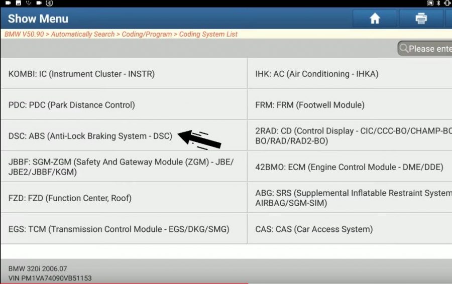 Launch X431 PAD do DSC ABS coding for BMW E90 2006 – The Blog of www ...